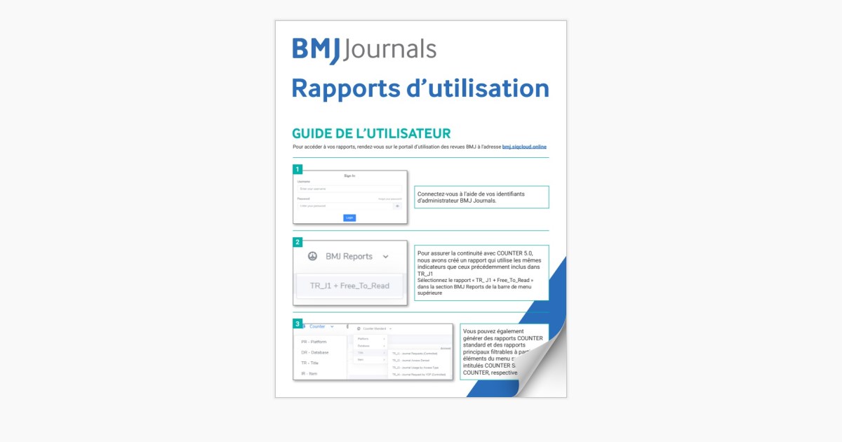 - Guide d'utilisation du rapport d'utilisation BMJ Journals