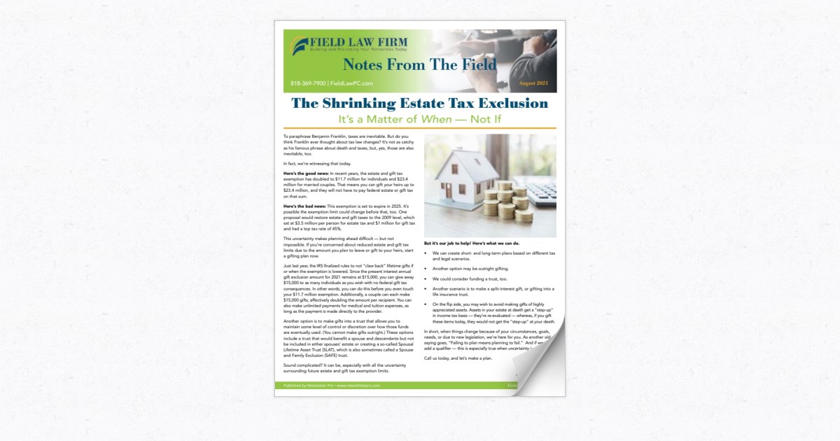 Field Law Firm - August 2021