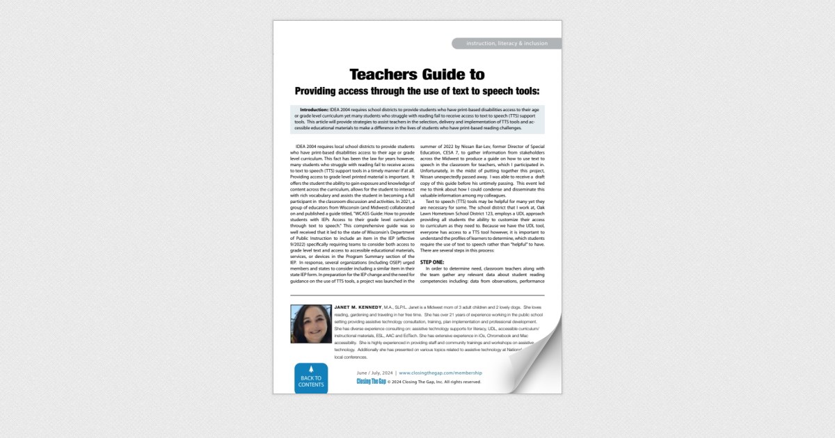 Teachers Guide to Providing Access Through The Use of Text