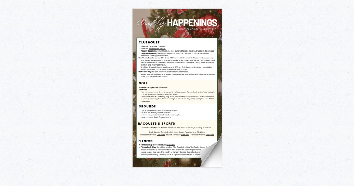 Weekly Happenings 12/29