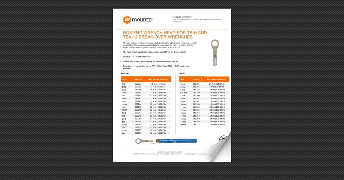 Box End Wrench Head for TBIH & TBX-12 Wrench Data…