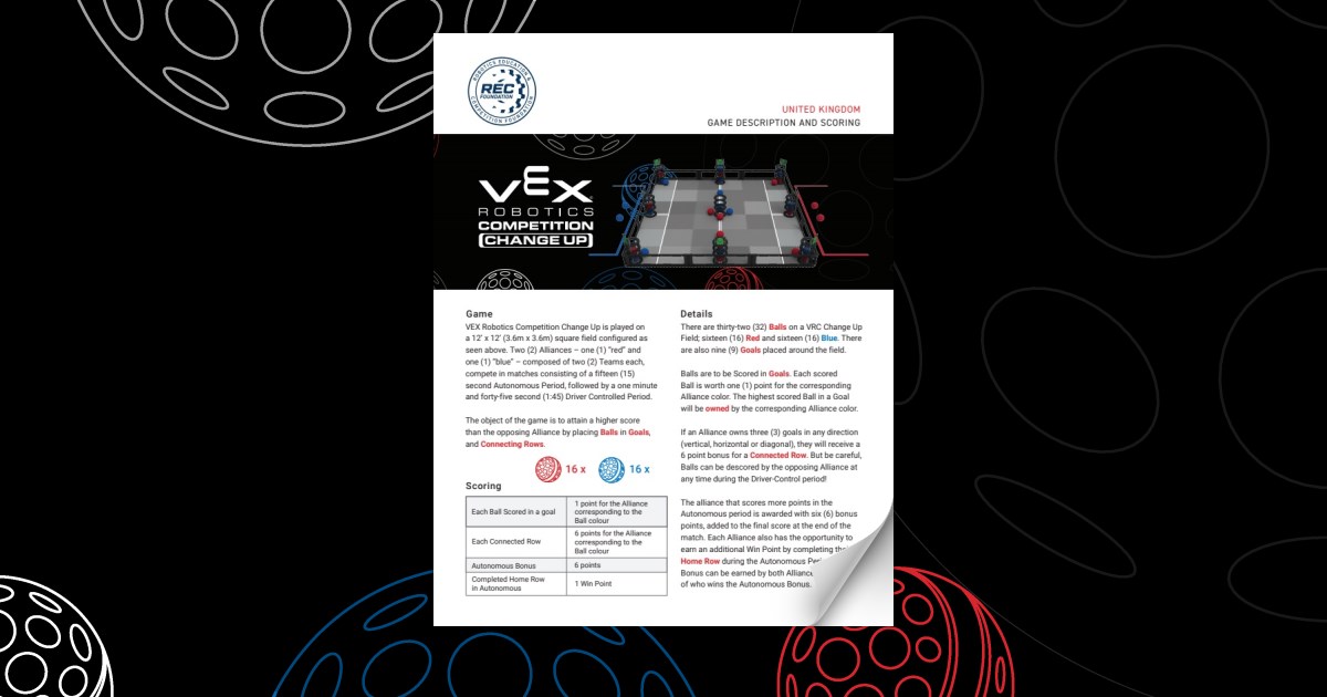 REC Foundation VEX Robotics Competition Change Up UK 2020-21