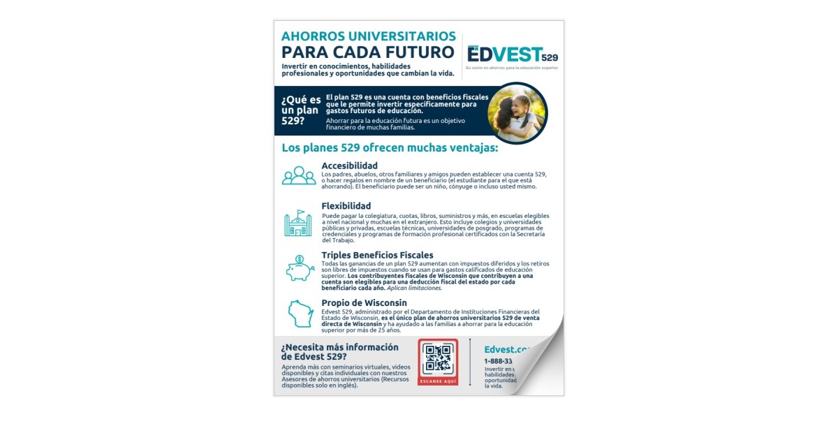 Spanish Edvest 529 FAQ Flyer 2026