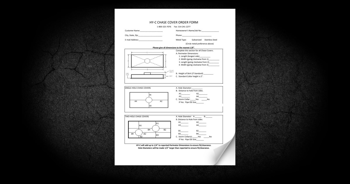 Draft King® Custom Chase Cover Order Form