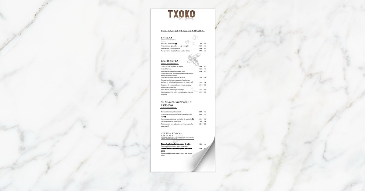 Txoko Lunch Menu