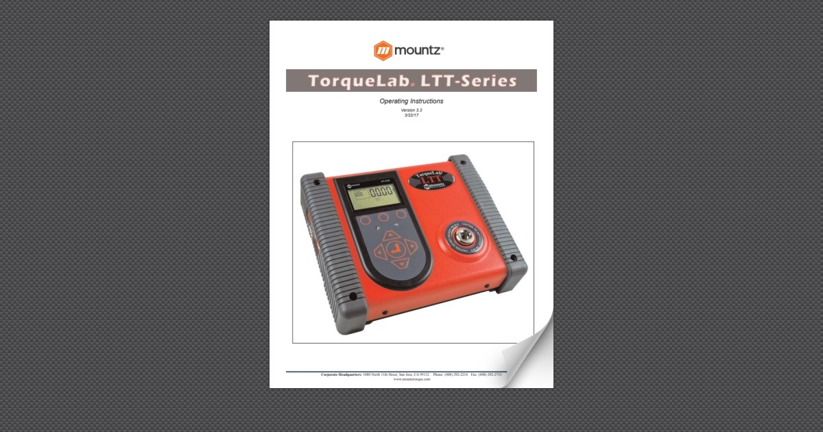 Mountz Torque LTT Torque Analyzer Operation Manual - Page 2