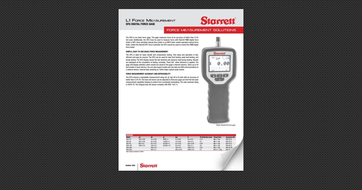 Starrett DFG Digital Force Gage