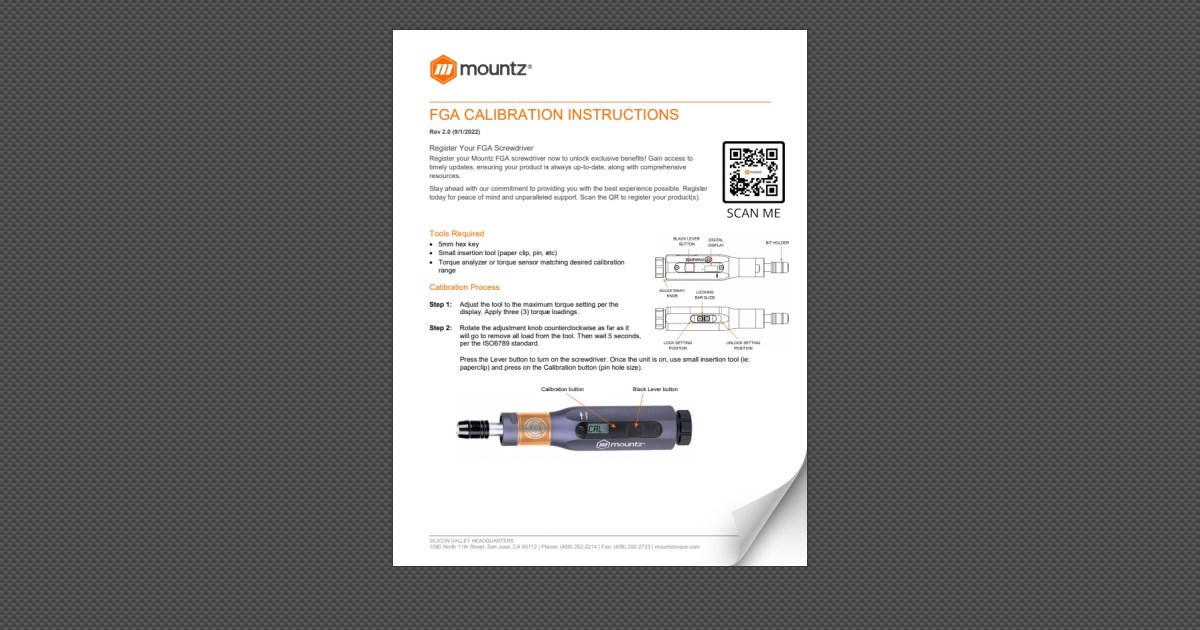 FGA Adjustable Screwdriver Calibration Manual - Page 2