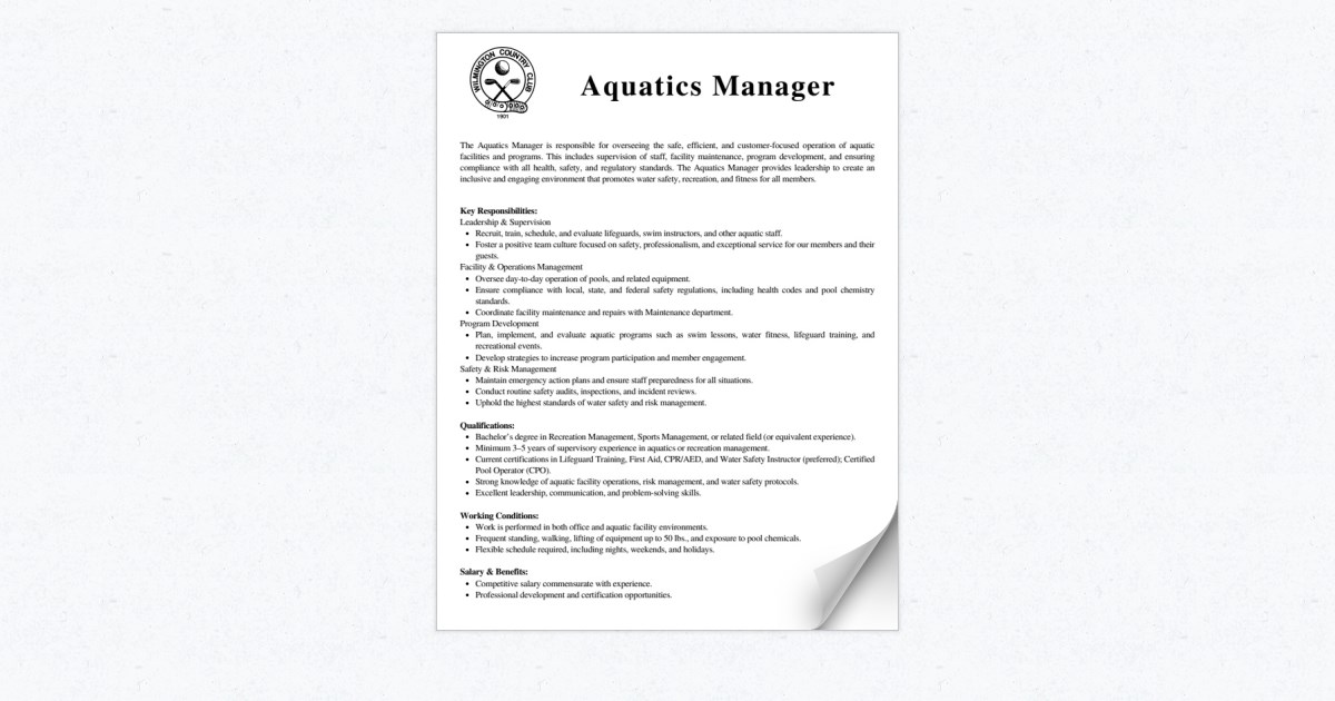 Aquatics Manager