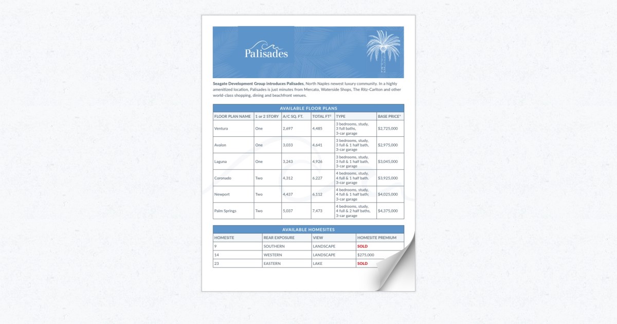 Palisades Base Price Sheet - Page 2