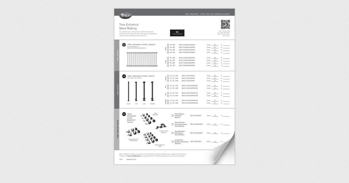 Trex Enhance™ Steel Railing Ordering Sheet