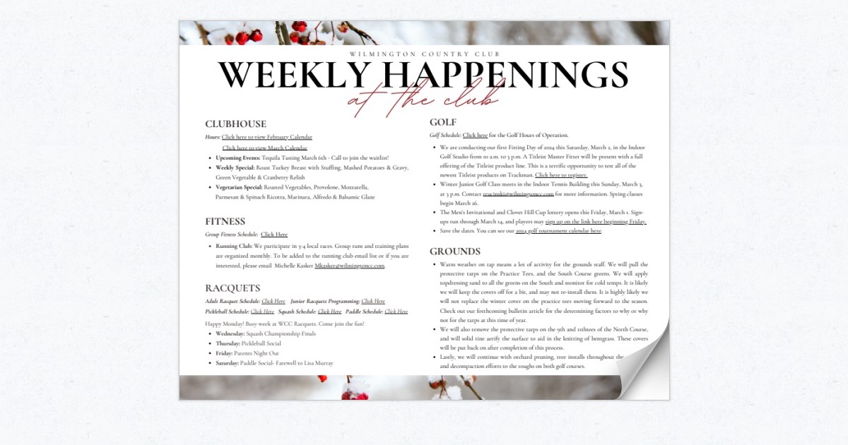 Weekly Happenings 2/26