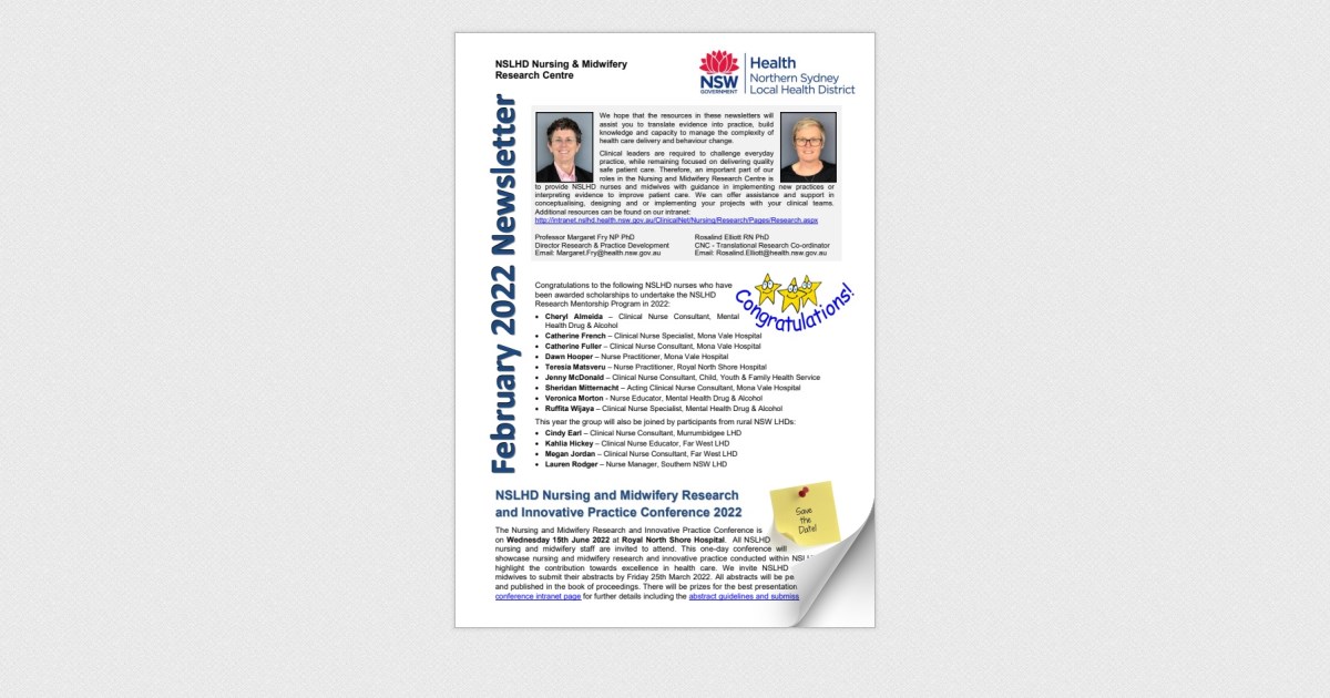 NSLHD Nursing and Midwifery Research Newsletter Feb 2022