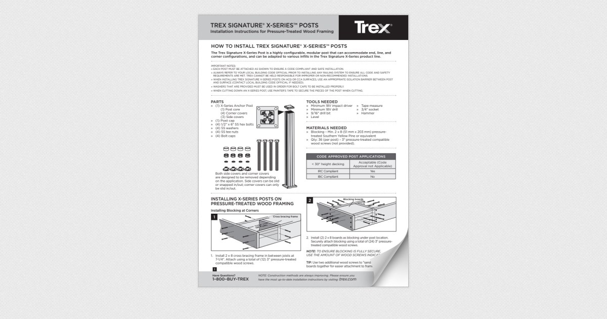 Trex Signature® X-Series™ Post Installation Instructions