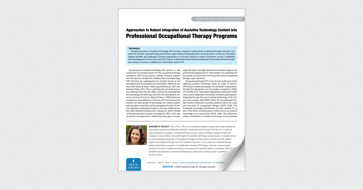 Approaches to Robust Integration of Assistive Technology Co…