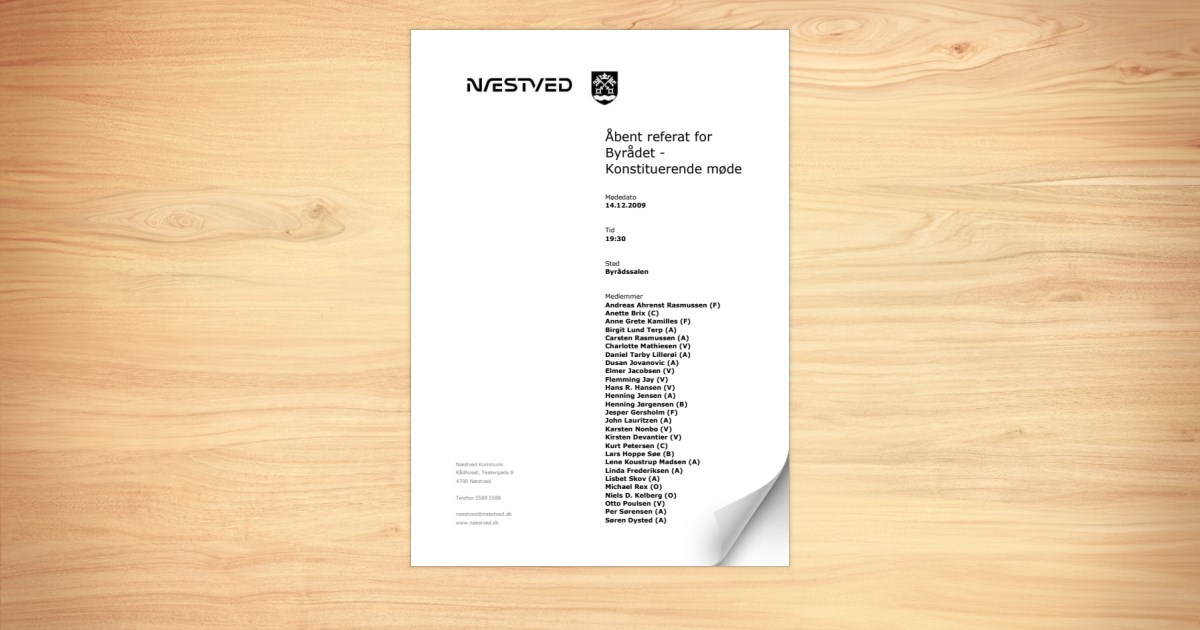 Referat af Byrådets konstituerende møde 14.12.2009