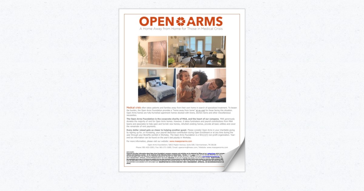 Open Arms Benefits Flyer