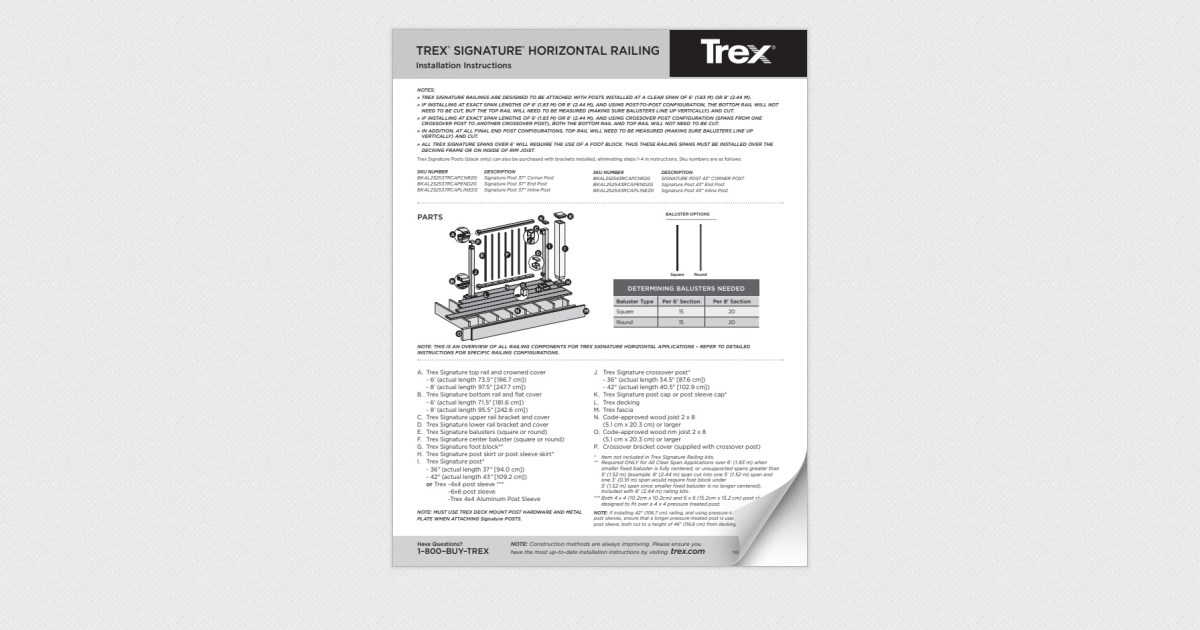 Trex Signature® Railing Install Instructions