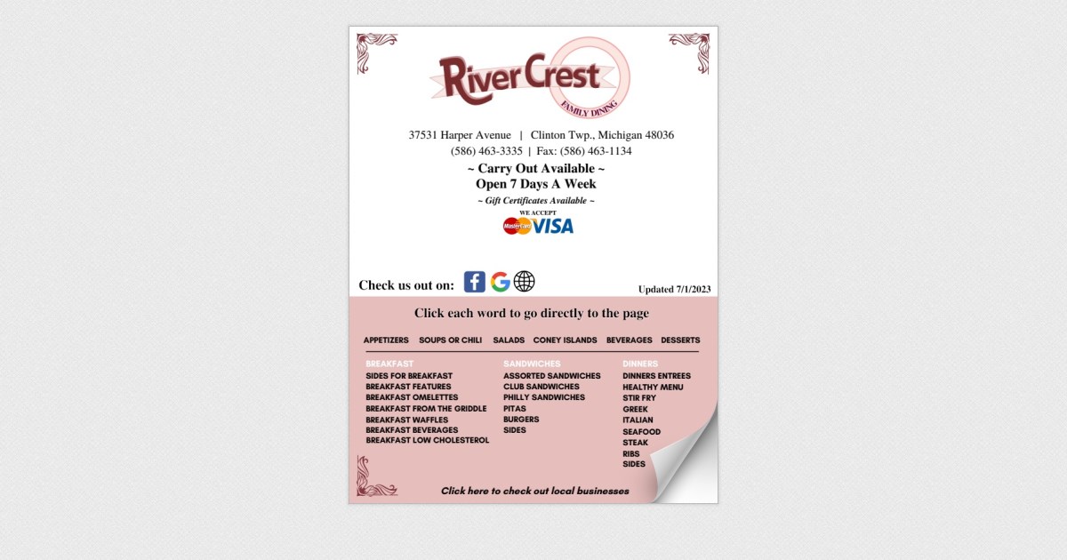 RIVERCREST MENU - Page 2