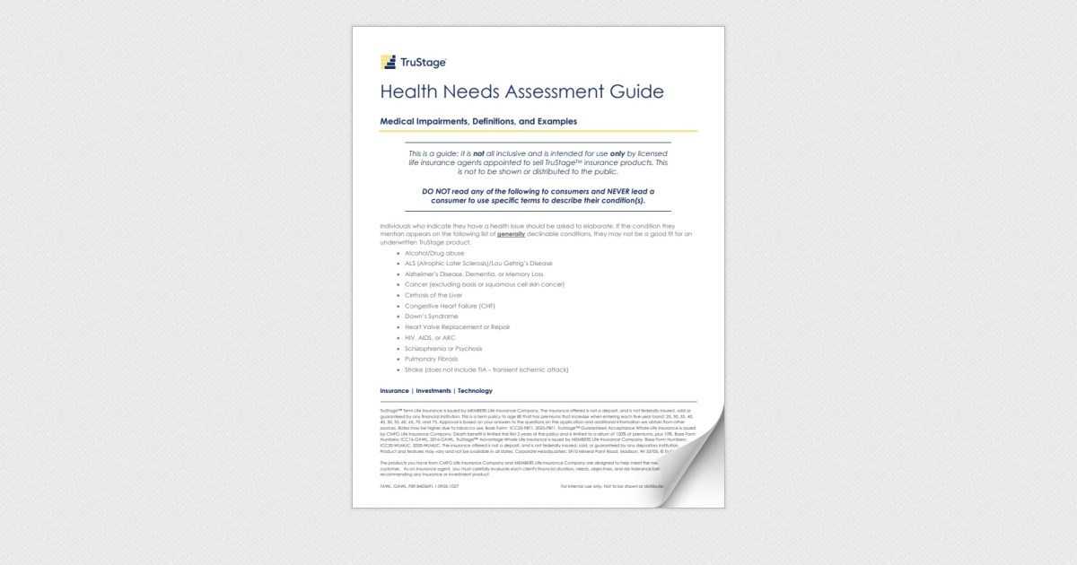 TruStage - Health Needs Assessment Guide