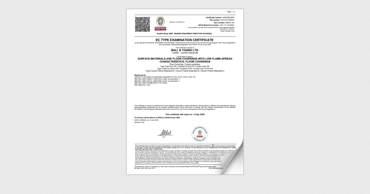 Ball & Young Underlay Series - IMO Certificate MED B - Page 2