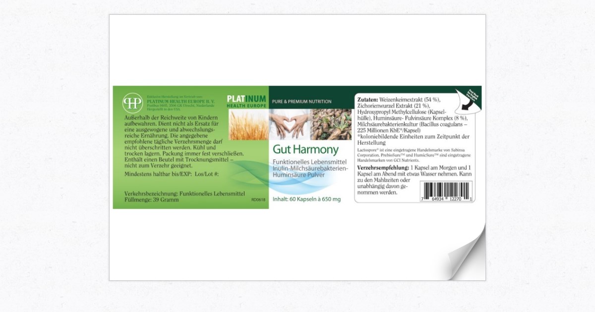 Label Gut Harmony Deutsch