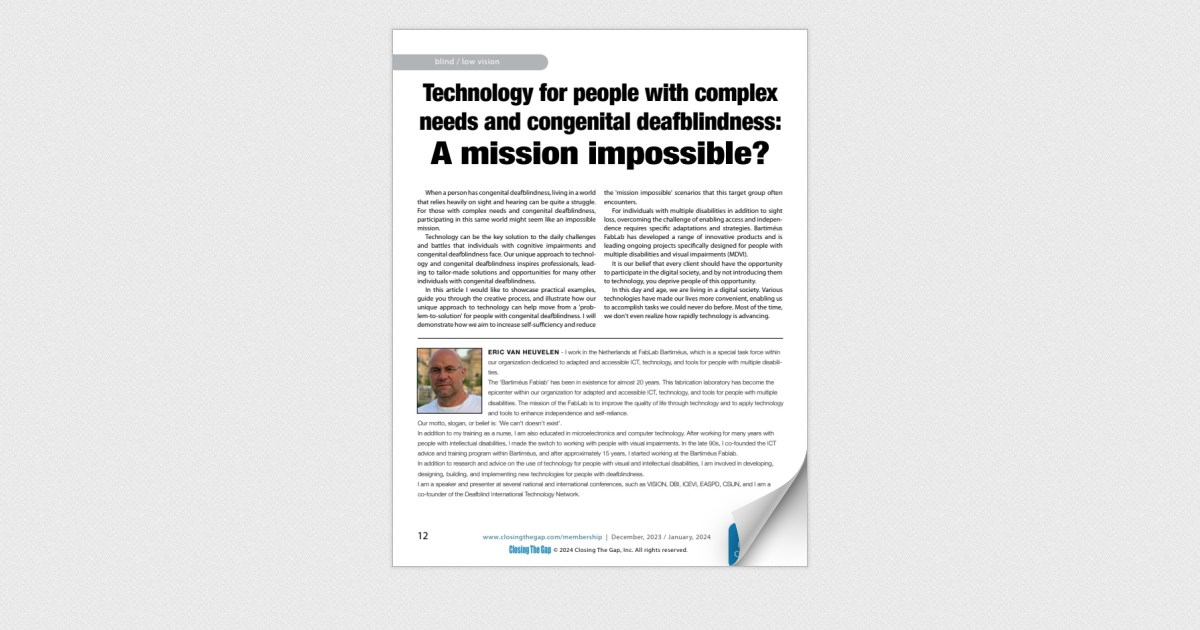 Technology for people with complex needs and congenital dea…