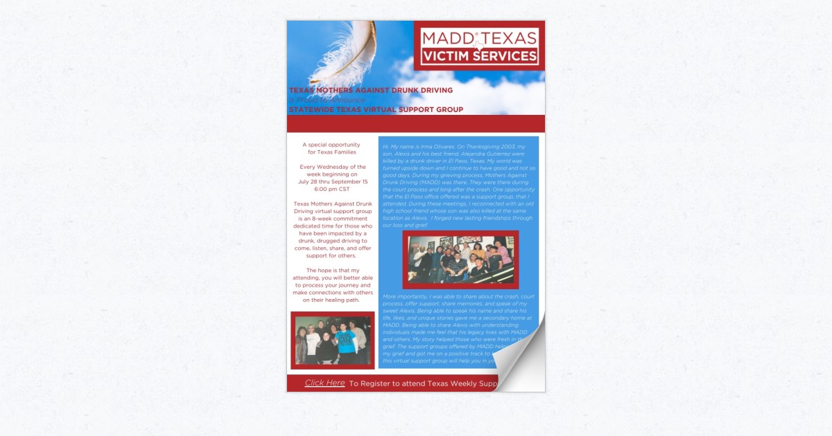 Texas Support Group Flyer July 2021