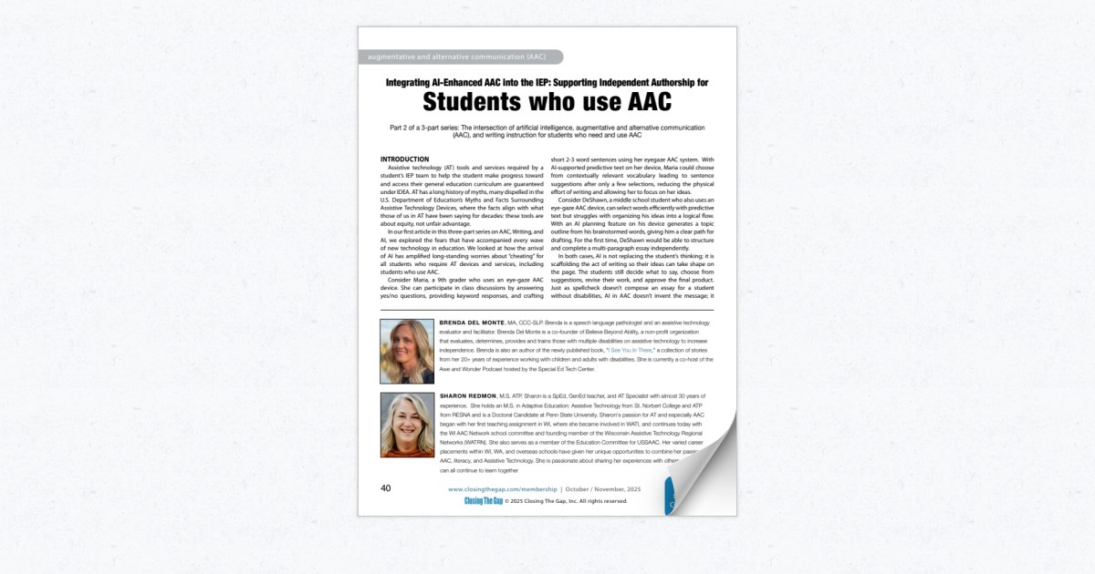 Integrating AI-Enhanced AAC into the IEP: Supporting Indepe…