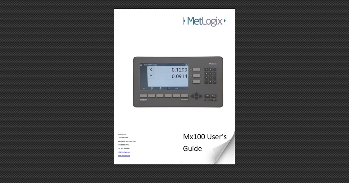 MetLogix Mx100 User Manual