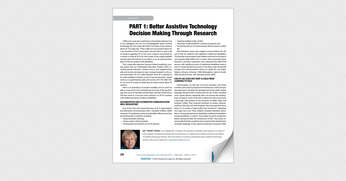 PART 1: Better Assistive Technology Decision Making