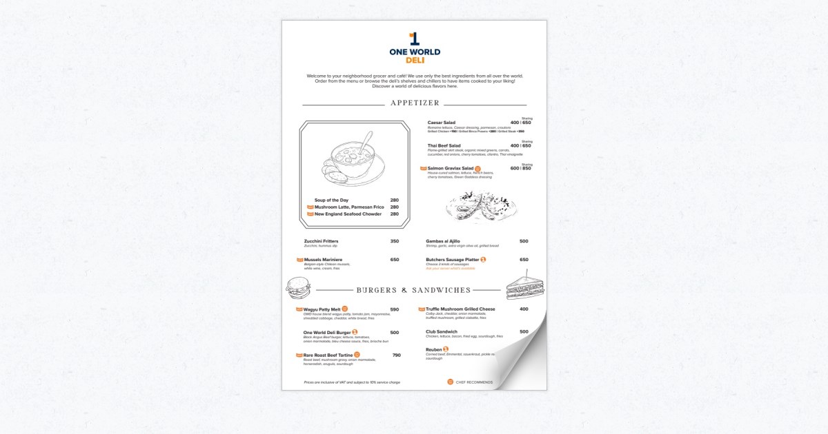 One World Deli Makati Menu