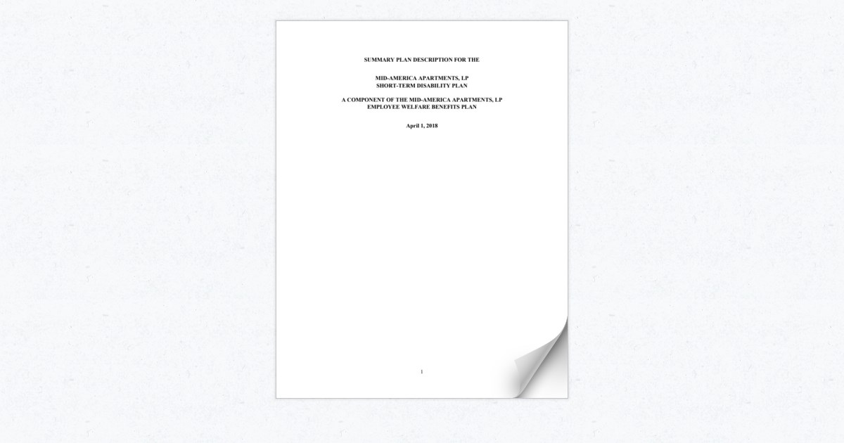 2020 Short-Term Disability Plan SPD