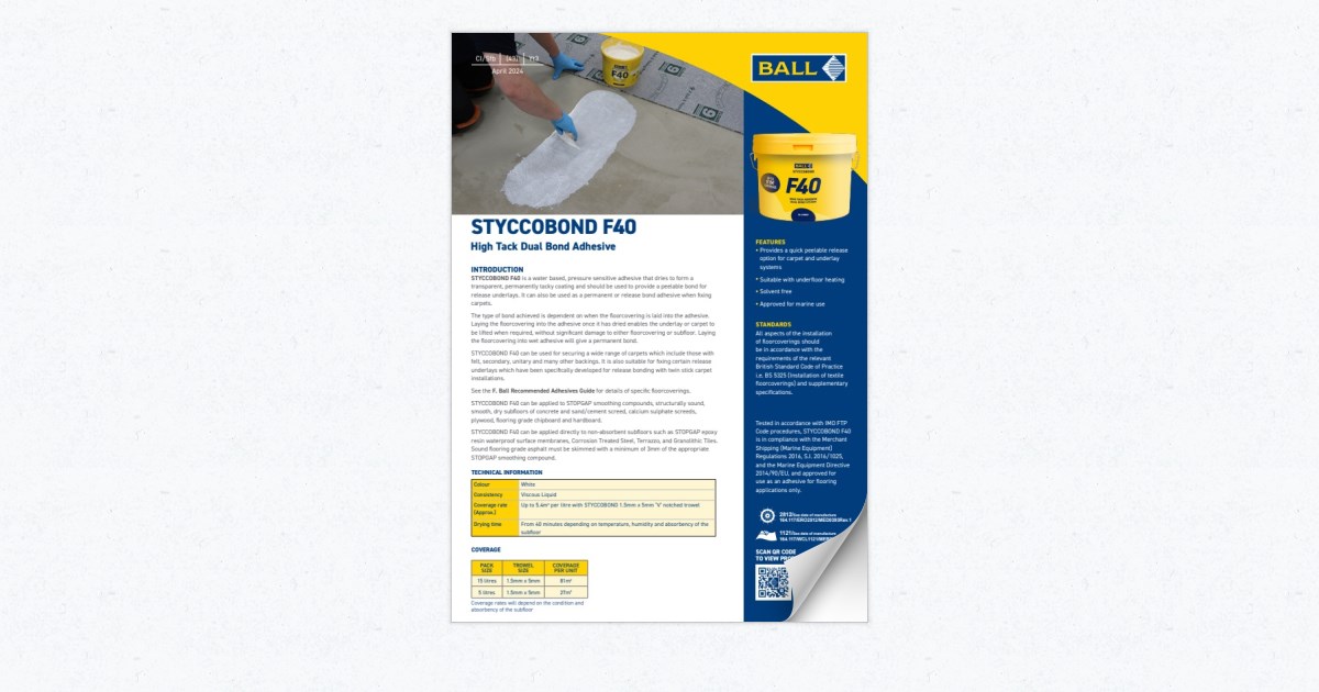 MCS - FBall Stuccobond F40 - Tech Specs
