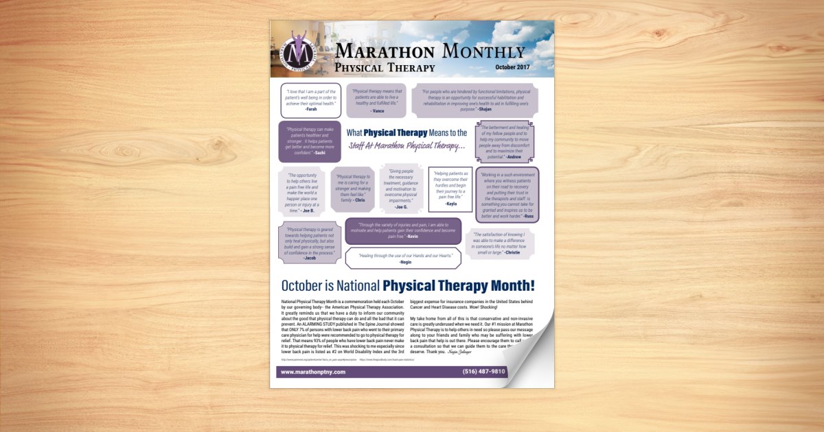 Marathon PT-October is Physical Therapy Month
