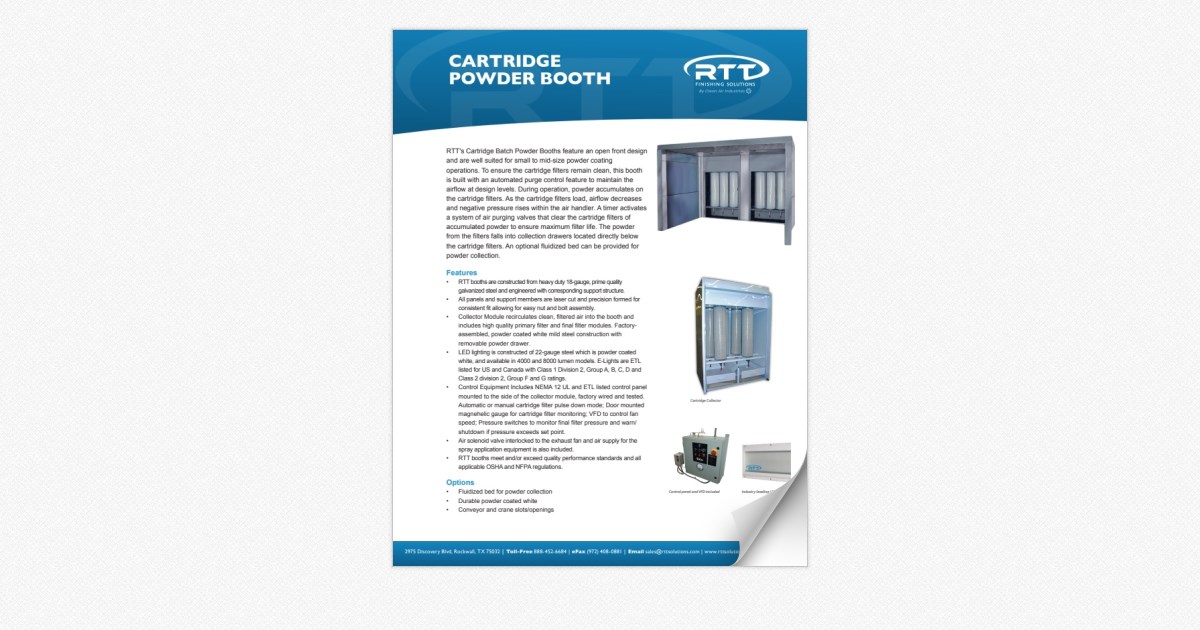 Cartridge Batch Powder Booths by RTT Finishing Solutions