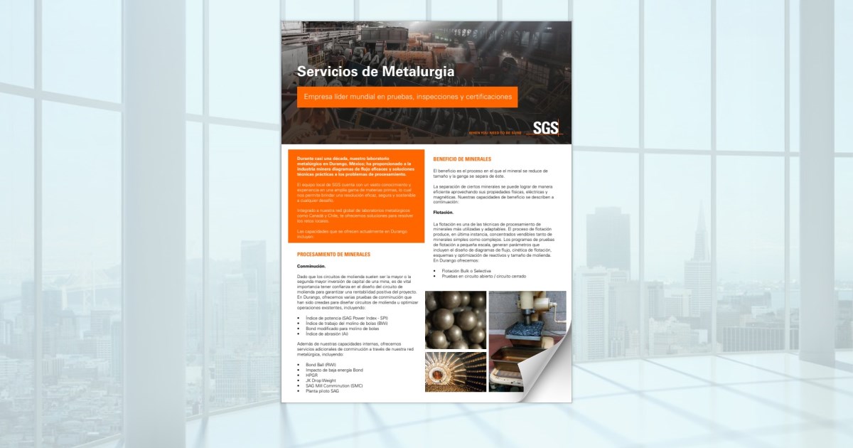 Catálogo de servicios Metalúrgicos SGS Durango
