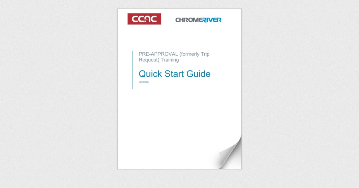 CCAC Pre Approval Quick Start Guide