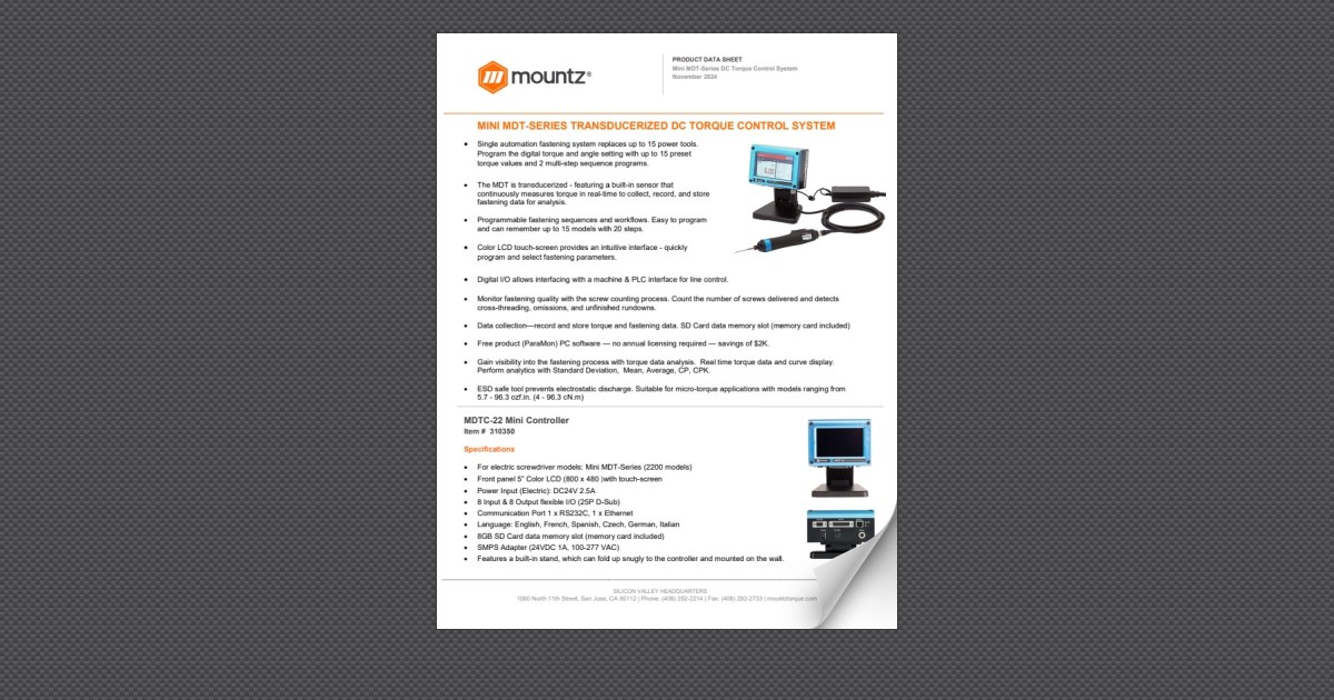 Mini MDT-Series DC Torque Control System Data Sheet