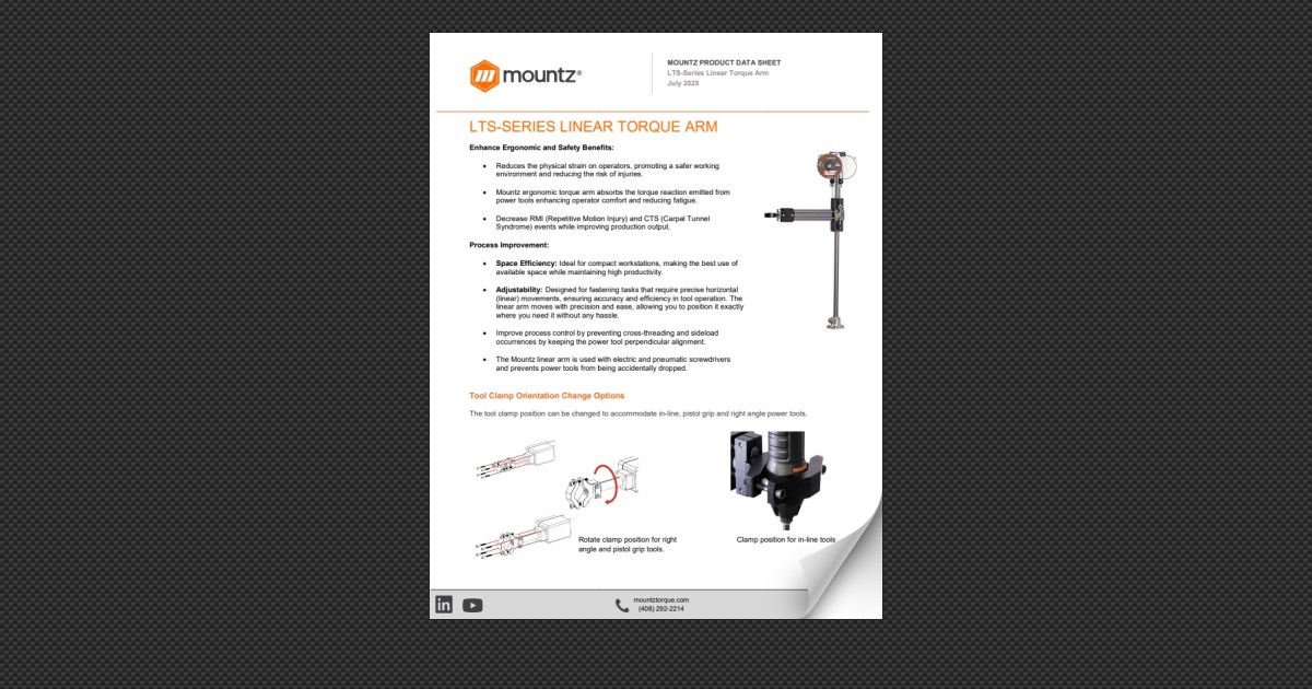 Mountz LTS-Series Linear Arm Data Sheet (English / Spanish)