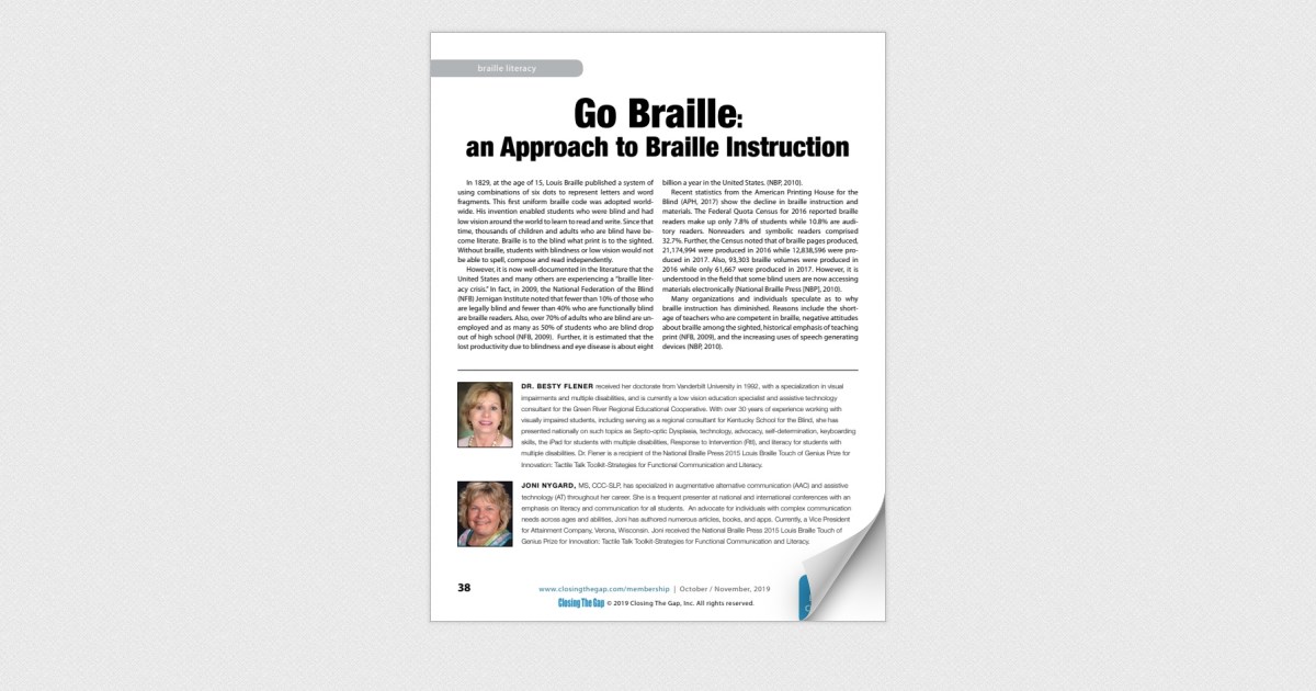 Go Braille: an Approach to Braille Instruction