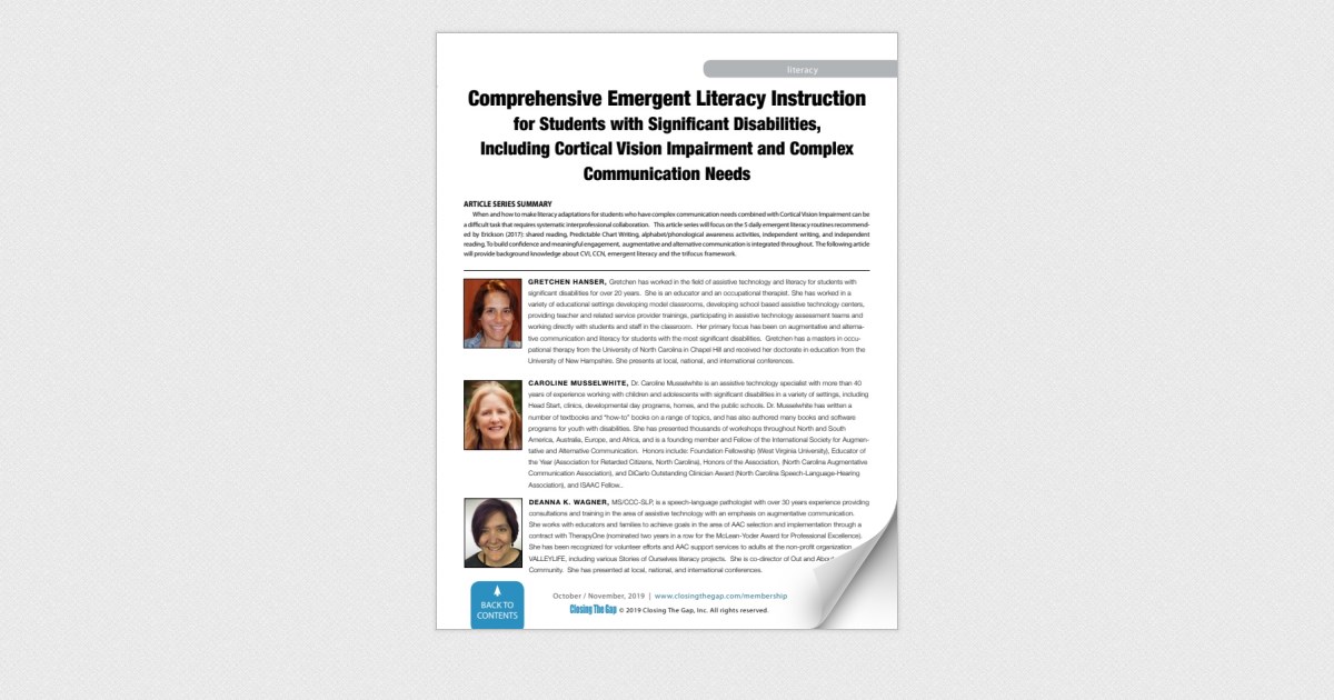 Comprehensive Emergent Literacy Instruction for Students