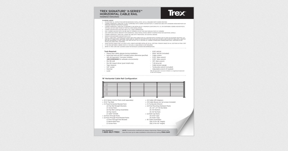 Trex Signature® X-Series™ Cable Rail Install Instructions - Page 18