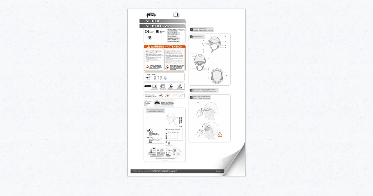 Ficha tecnica Casco PETZEL Vertex