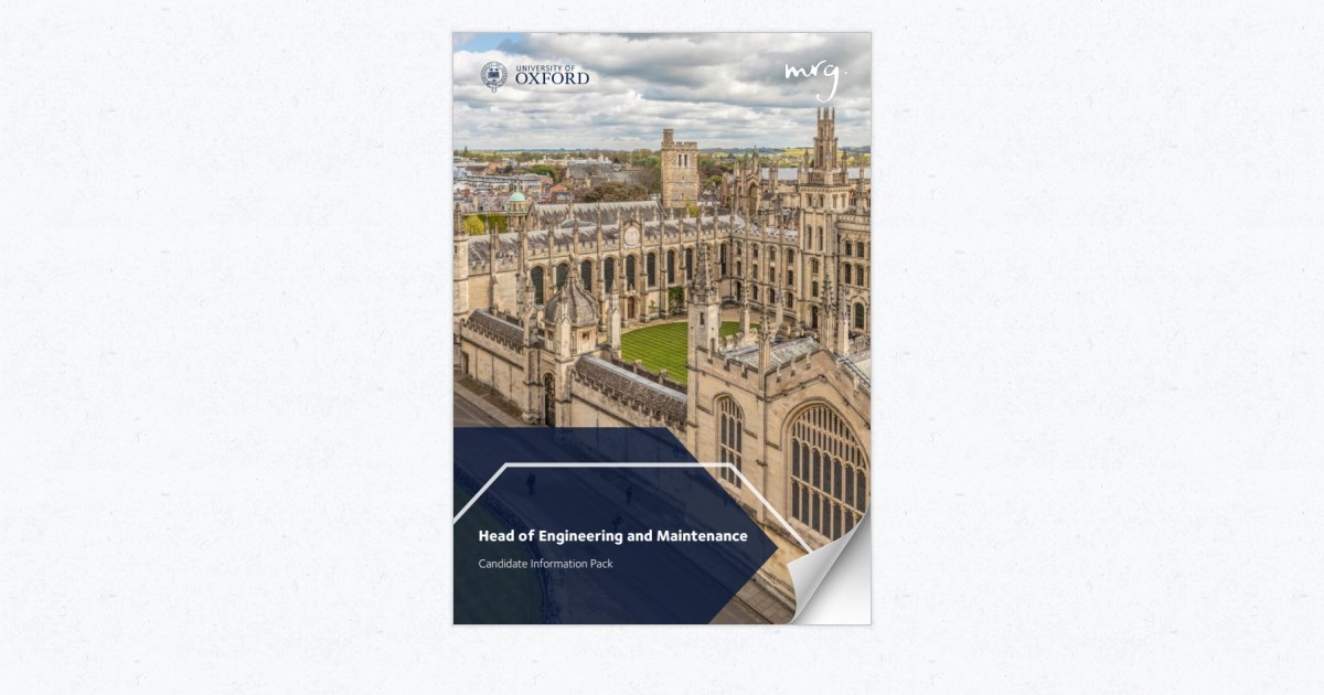 University Of Oxford - Head Of Engineering And Maintenance