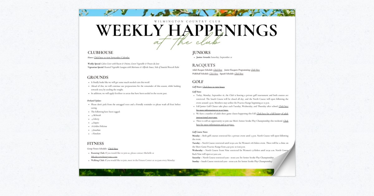 Weekly Happenings 9/16