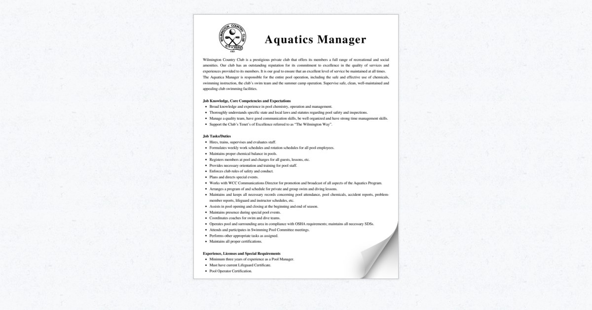 Aquatics Manager