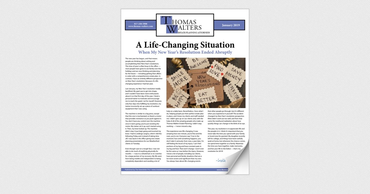 Thomas Walters Estate Planning Attorneys January 2019