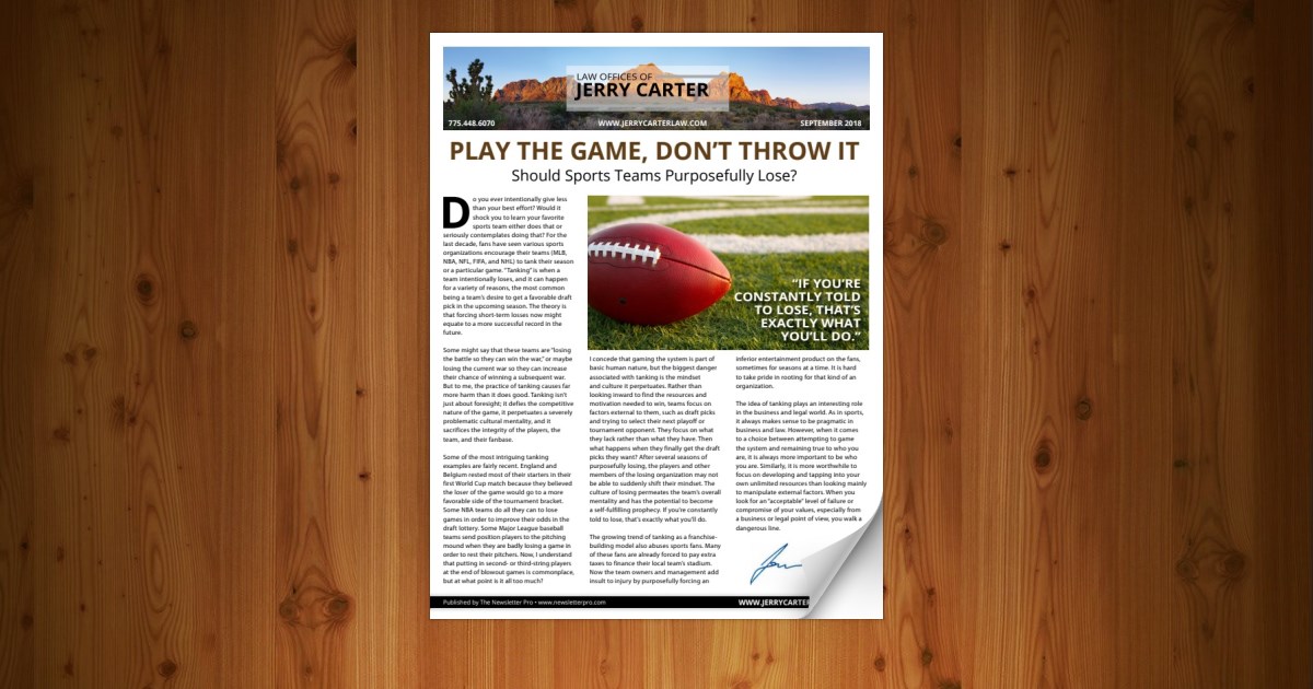 Law Offices of Jerry Carter - September 2018