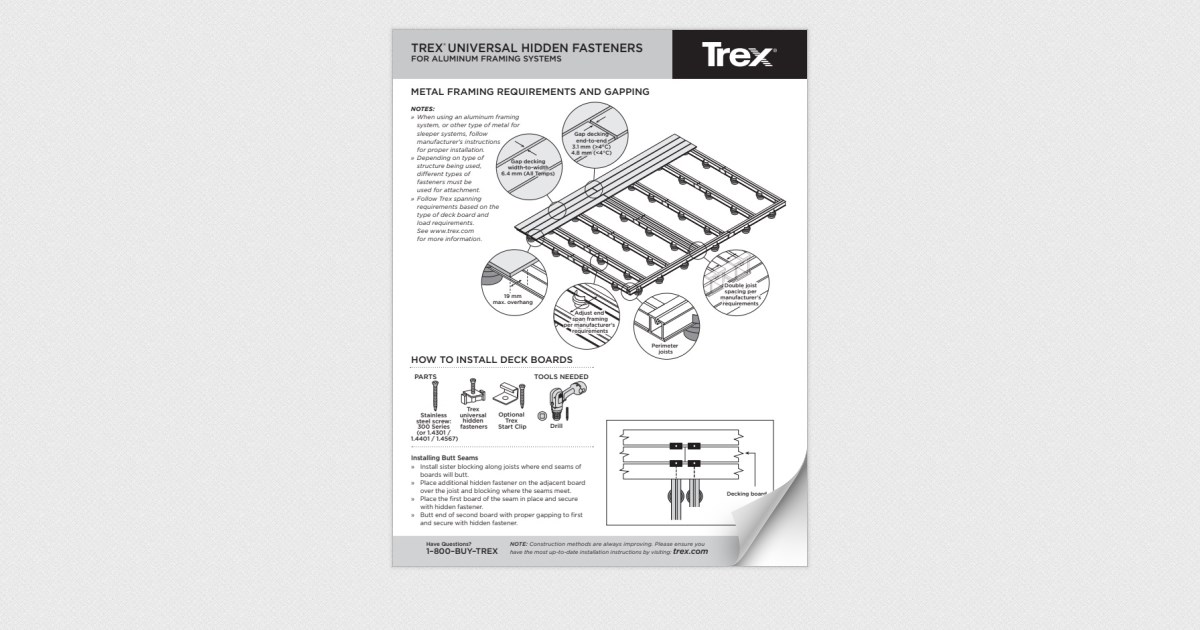 Trex Hideaway Universal Hidden Fasteners for Aluminum Frami…